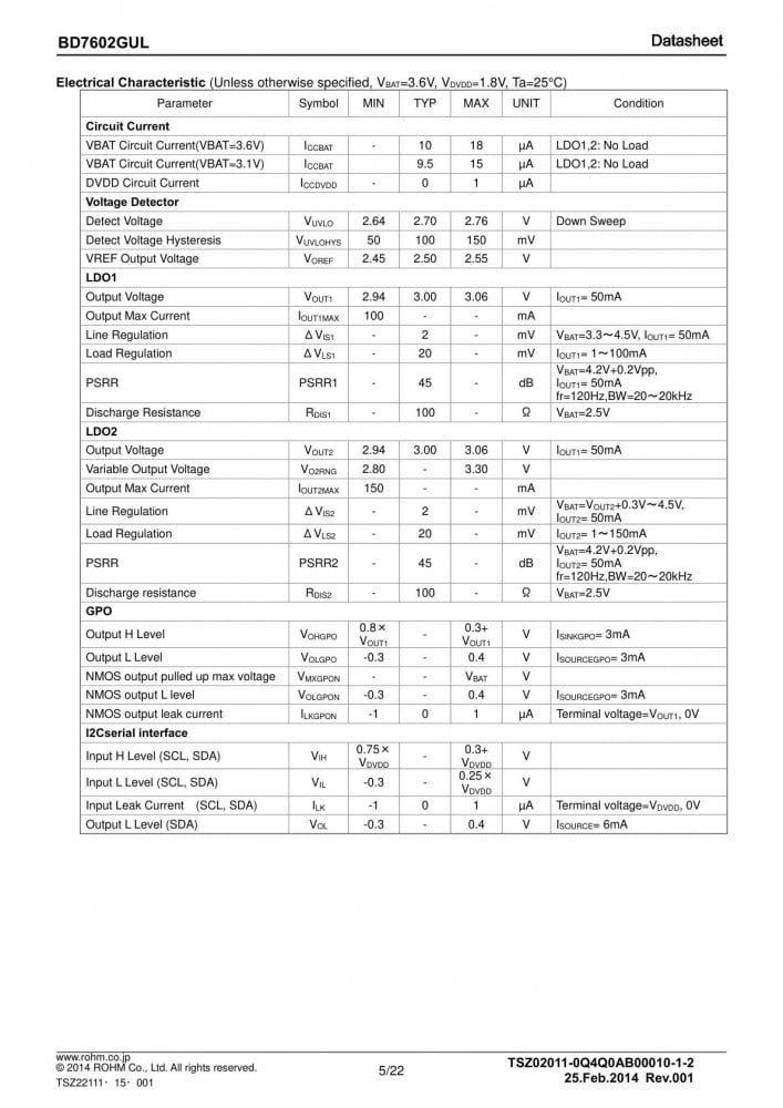 BD7602GUL-E2 datasheet page 5