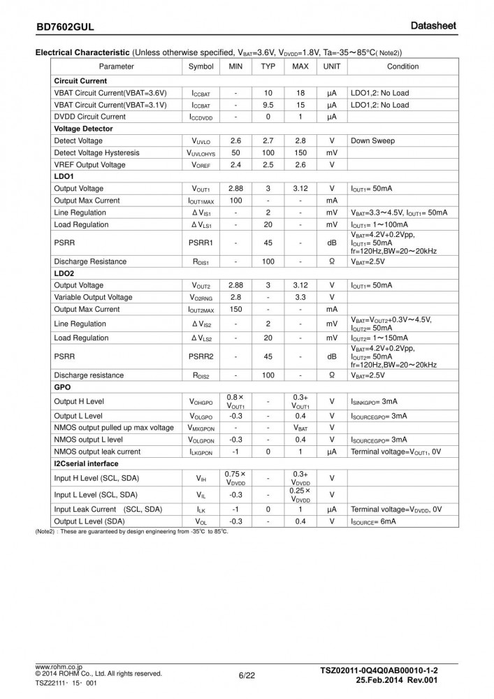 BD7602GUL-E2 datasheet page 6