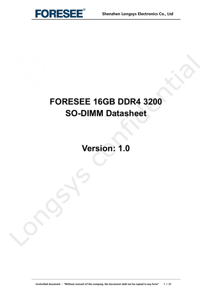 FORESEE datasheet page 1