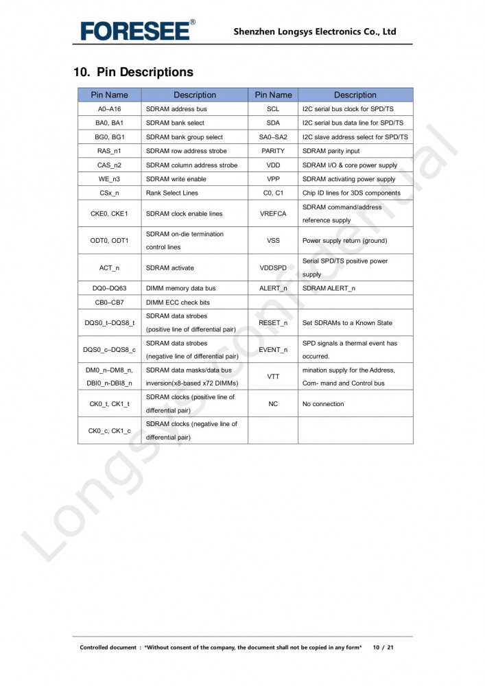 FORESEE datasheet page 10
