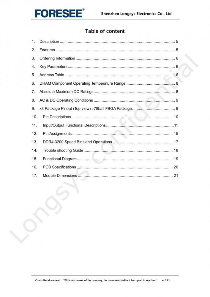 FORESEE datasheet page 4