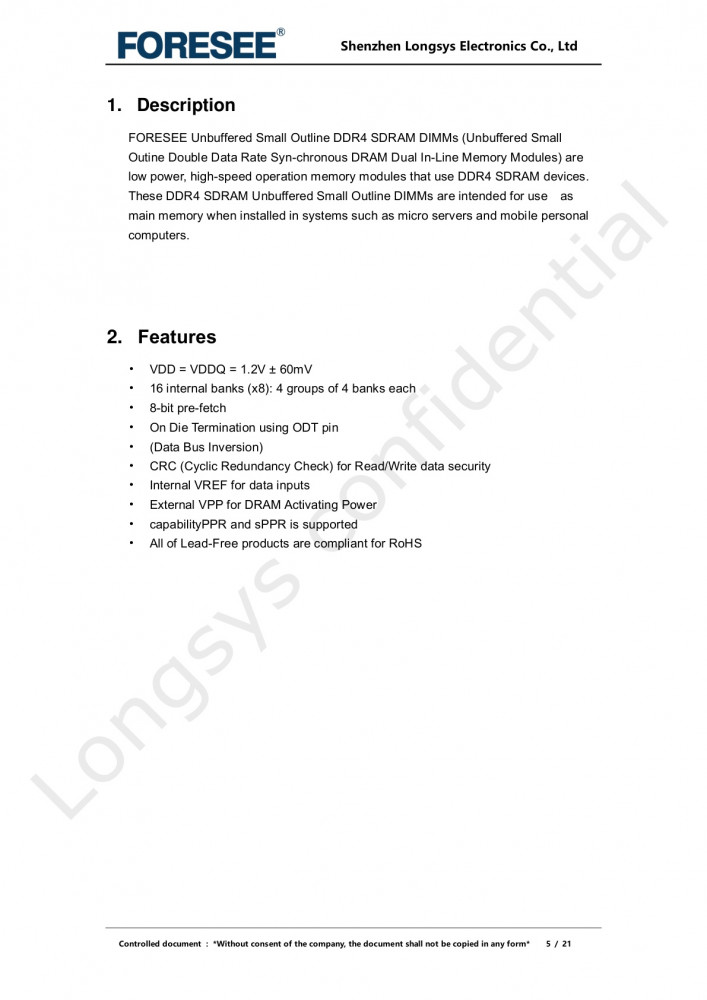 FORESEE datasheet page 5