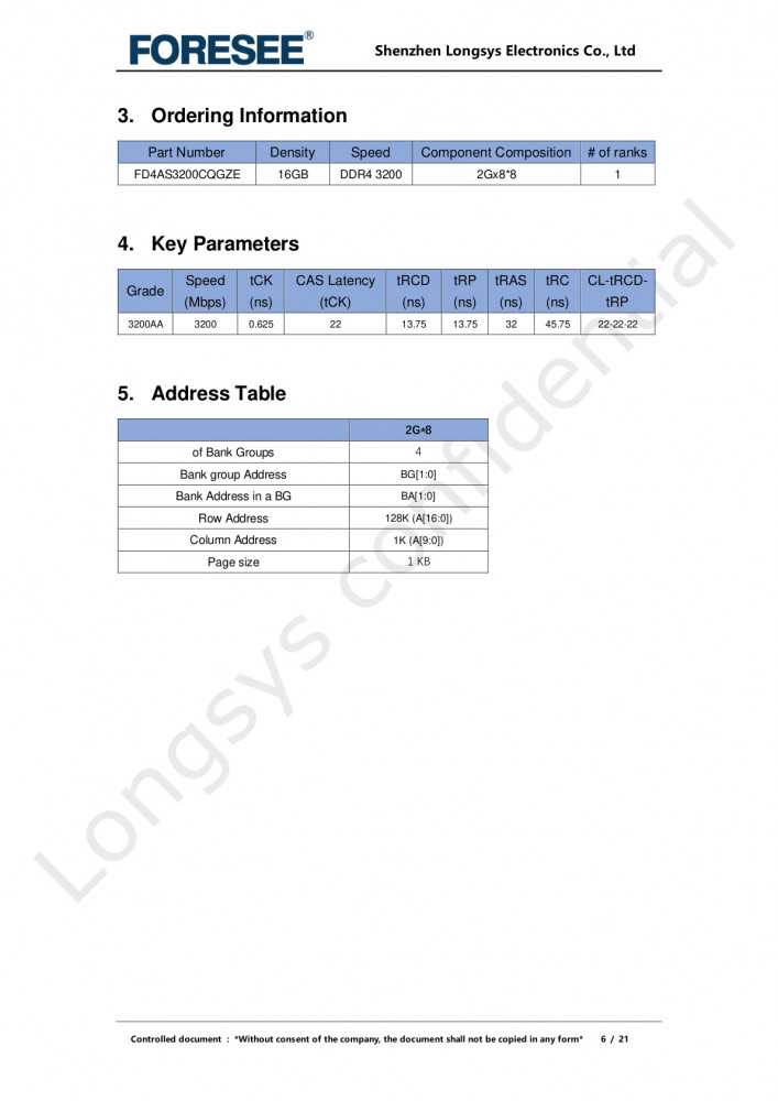 FORESEE datasheet page 6