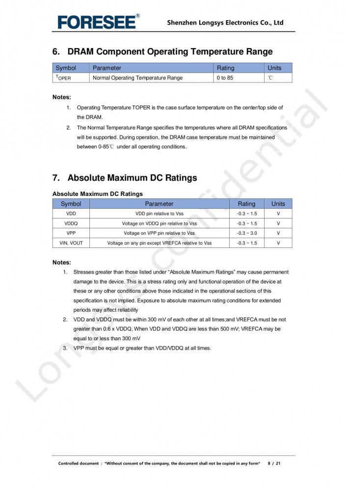 FORESEE datasheet page 8