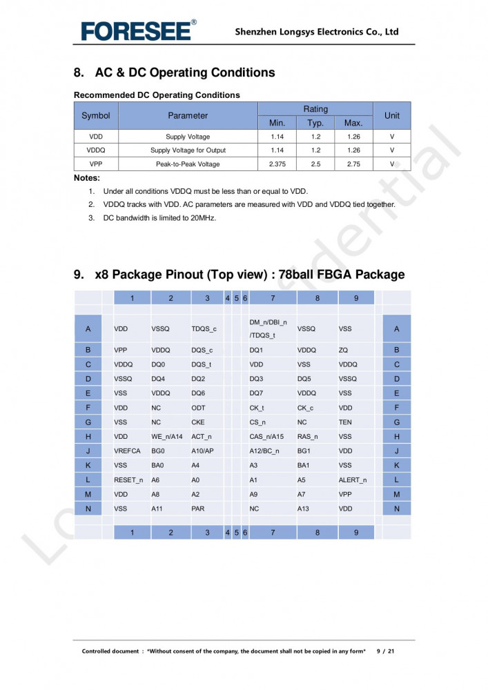 FORESEE datasheet page 9