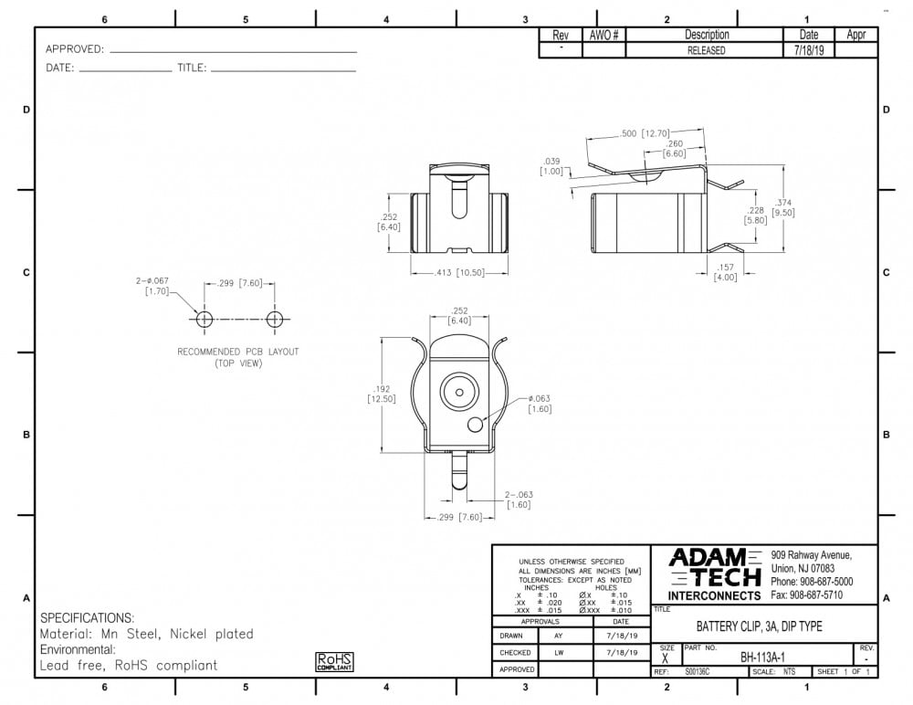 ADAM TECH BH-113A-1 technical document page