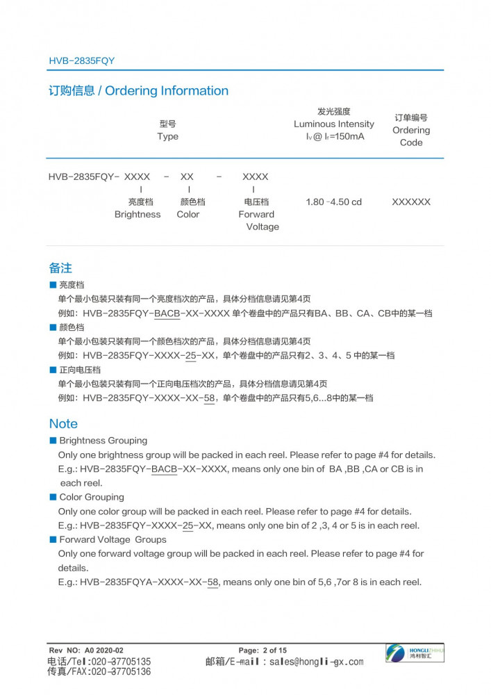 HVB-2835FQY datasheet page 2
