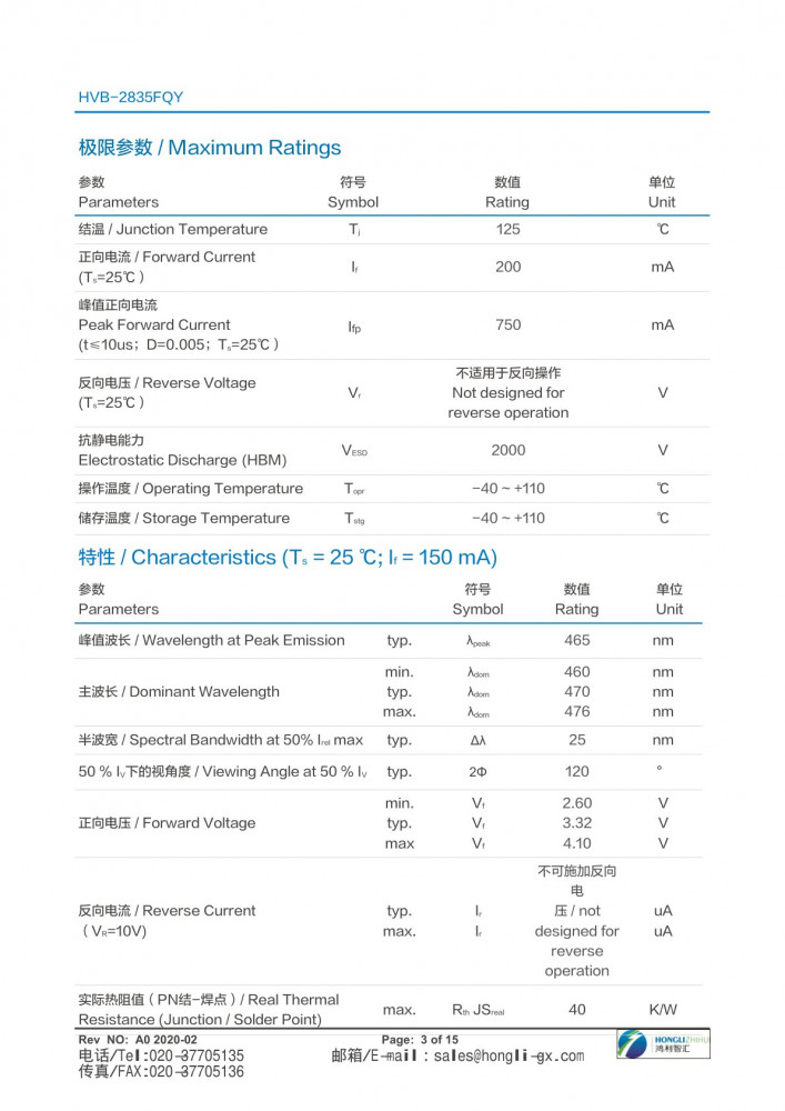 HVB-2835FQY datasheet page 3