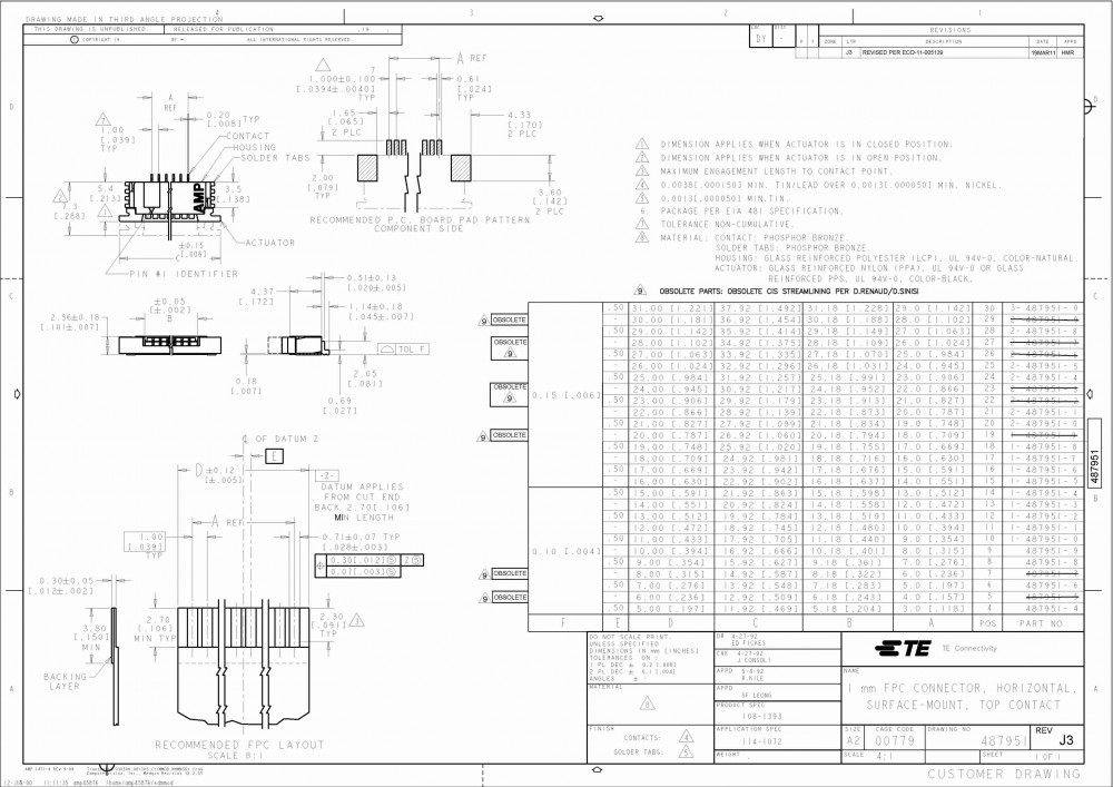 TE Connectivity 487951 customer drawing