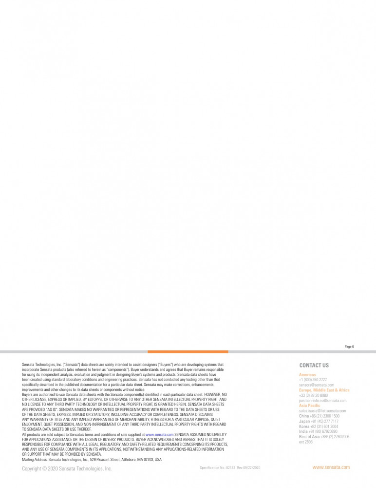 Sensata 9960 Series datasheet page 6