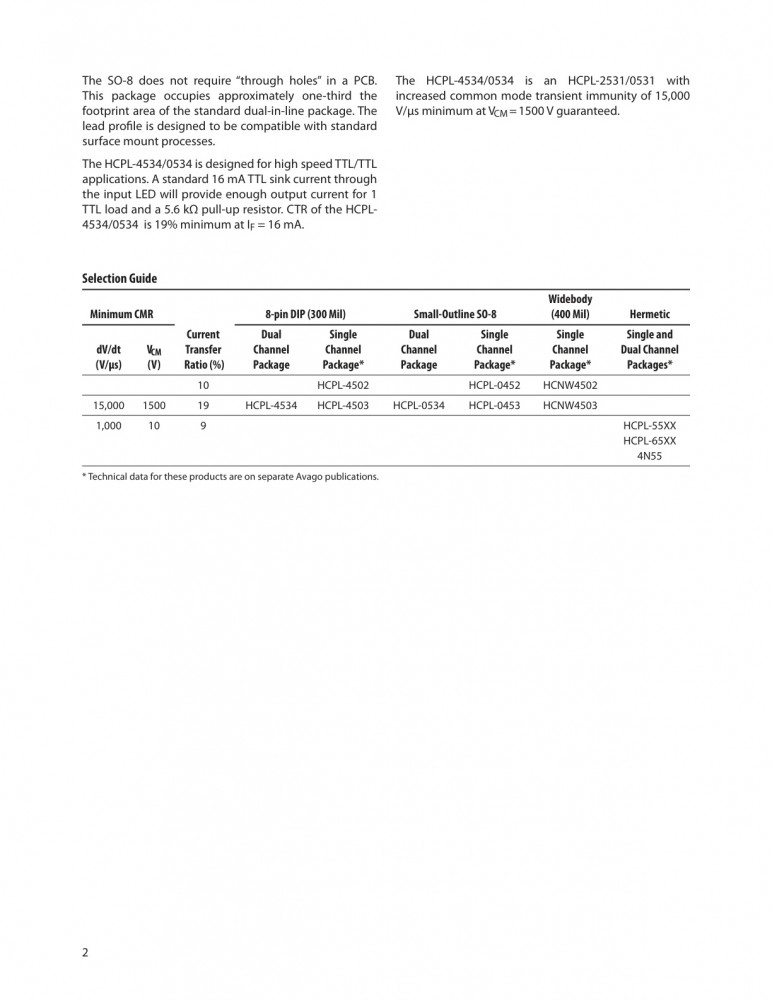 HCPL-4534 datasheet page 2