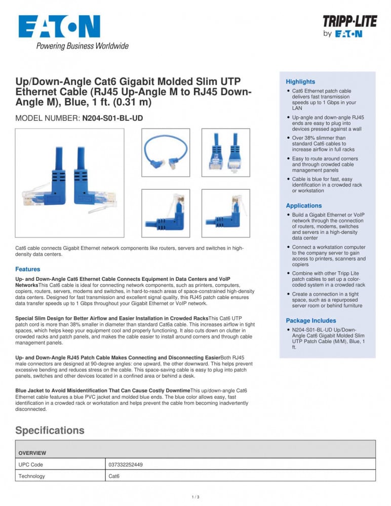 N204-S01-BL-UD technical document page 1