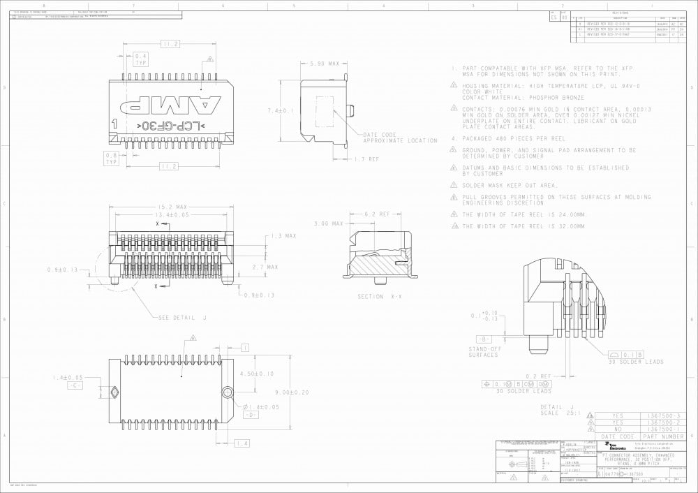 TE Connectivity 1367500-1 drawing sheet 1