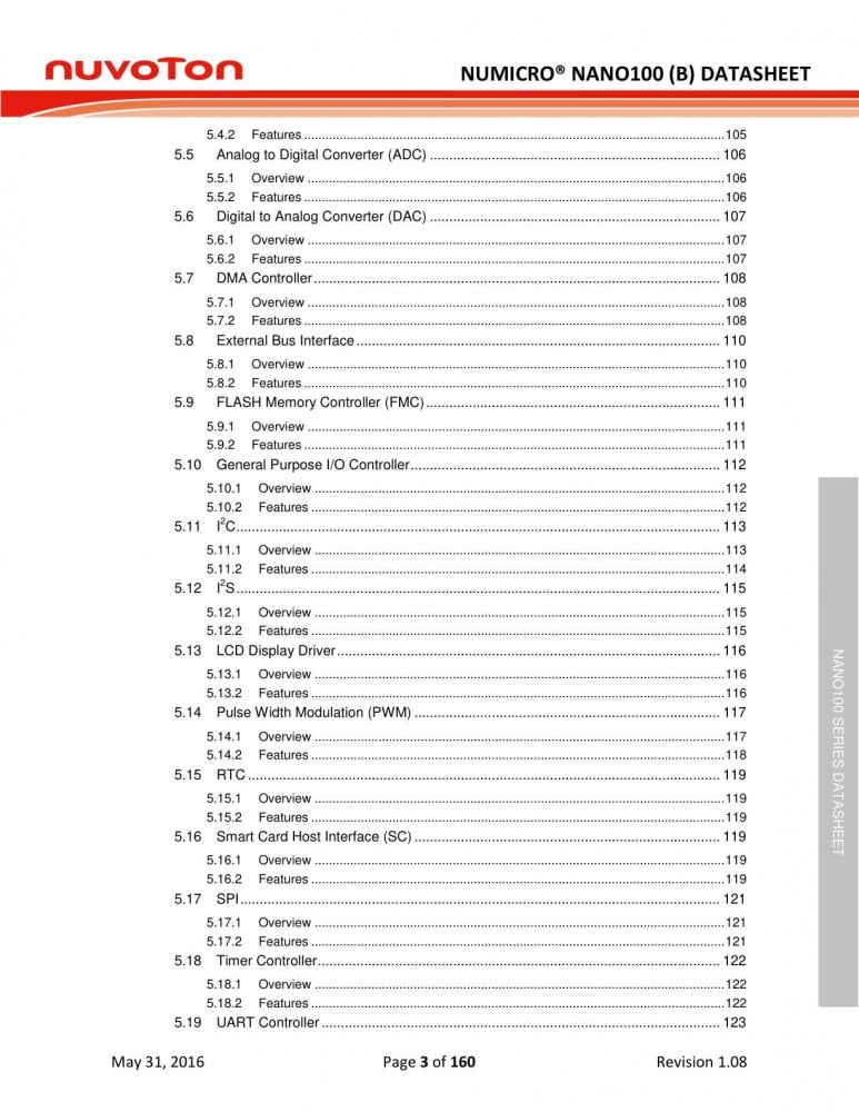 NANO130 datasheet page 3