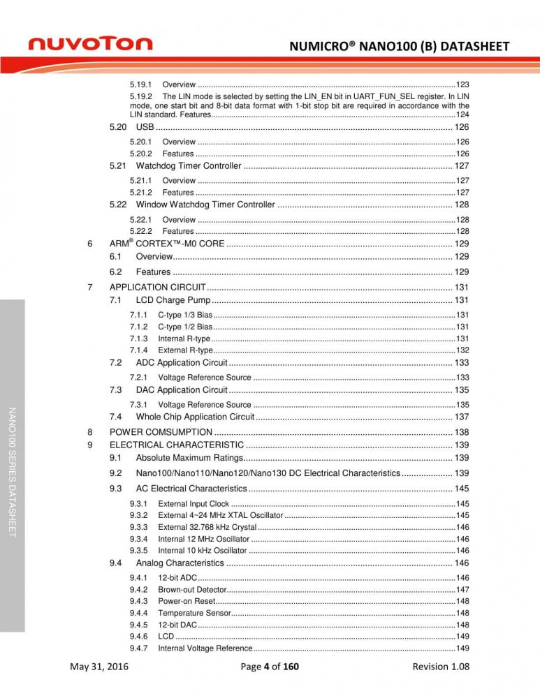 NANO130 datasheet page 4