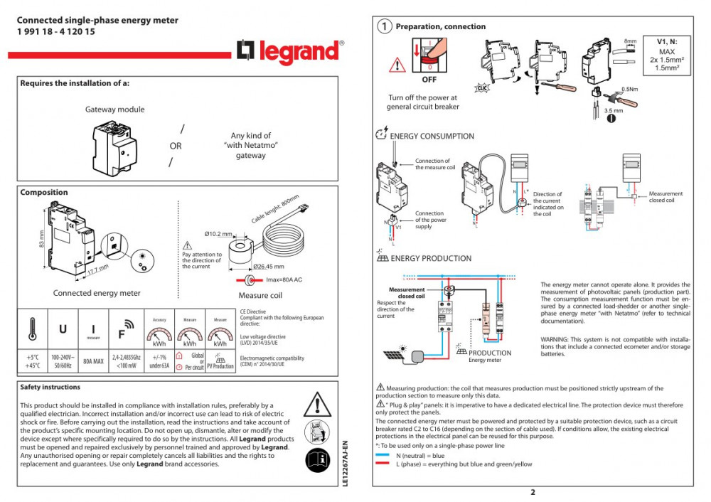 Legrand 412015 technical document page 1