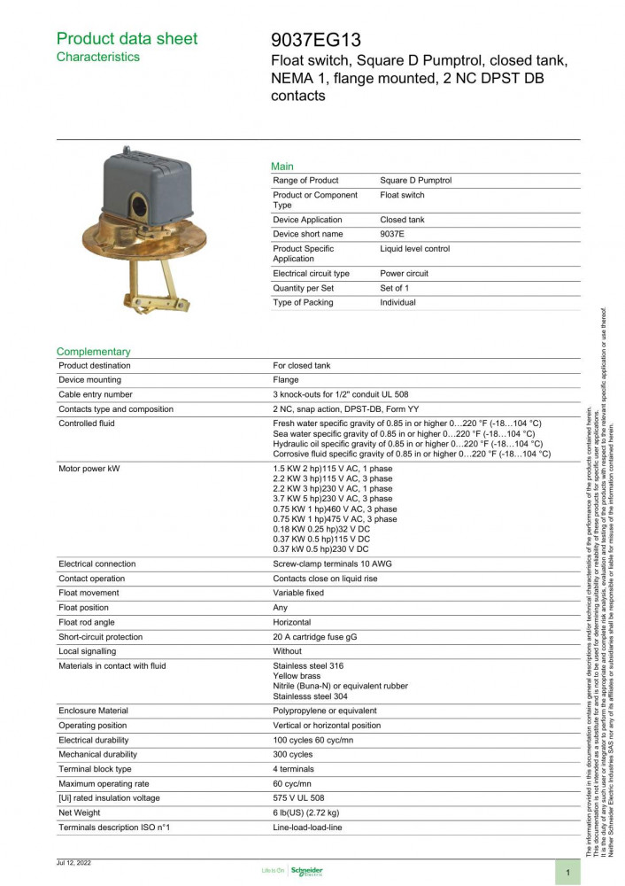 9037EG13 technical document page 1