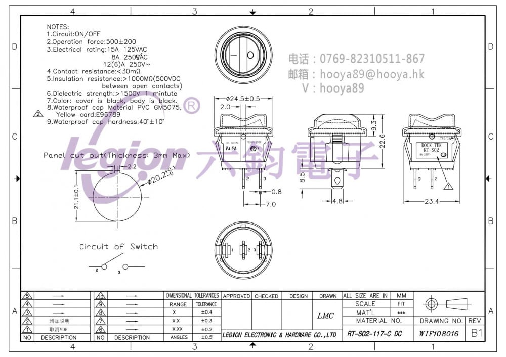 Legion RT-S02-117-C DC technical document