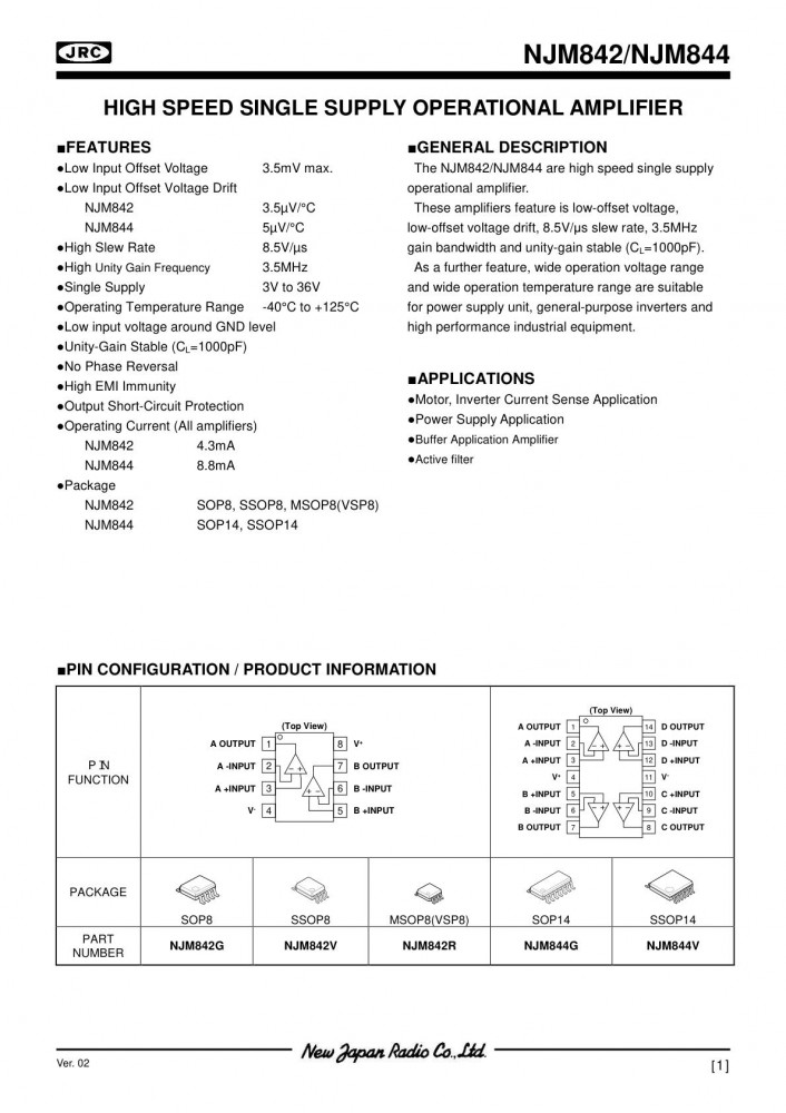 NJM844 datasheet page 1