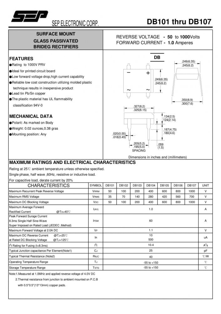 SEP DB104 datasheet page 1