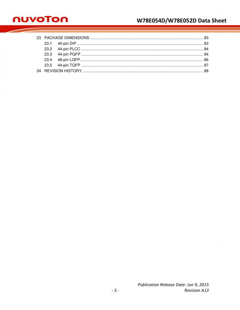 W78E054DFG datasheet page 3