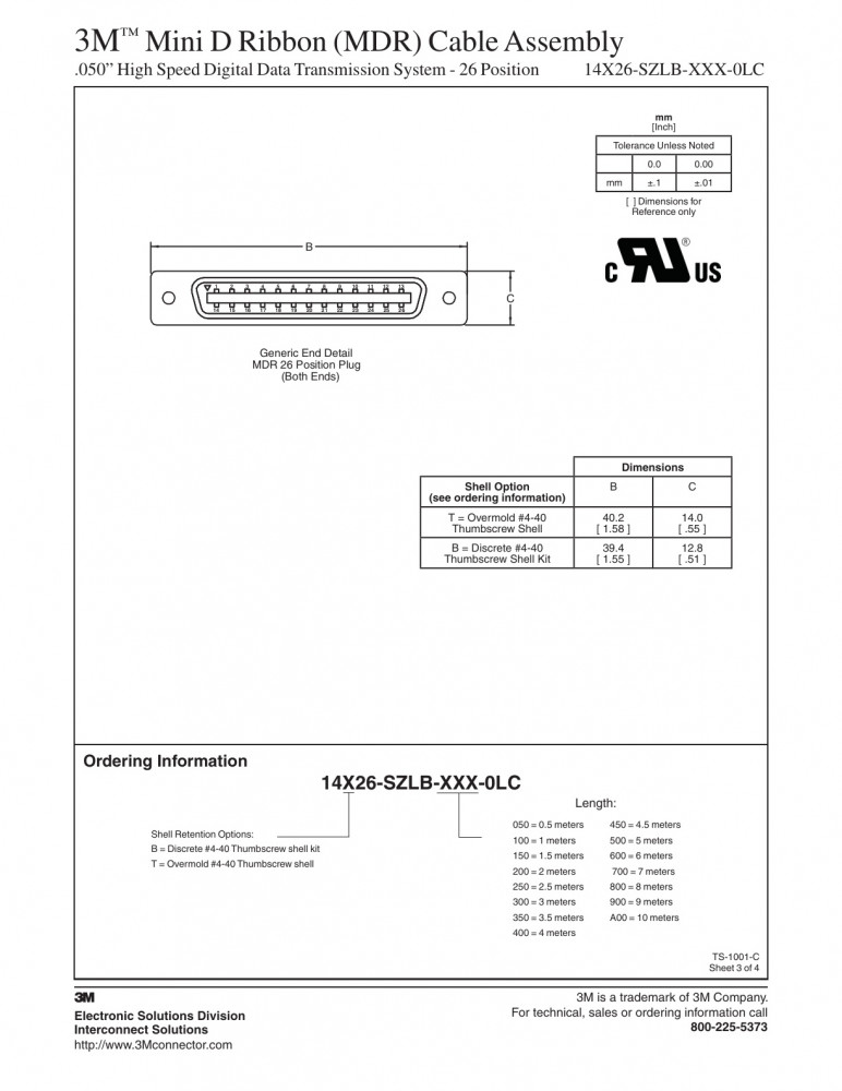 3M MDR cable assembly datasheet page 3