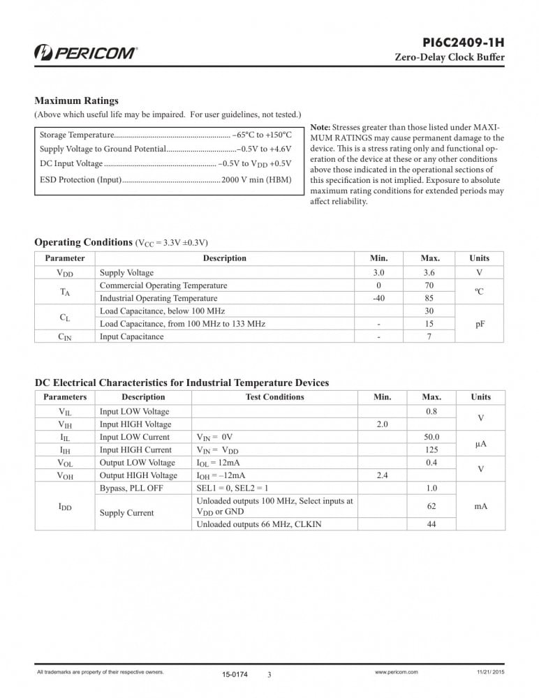 PI6C2409-1H datasheet page 3