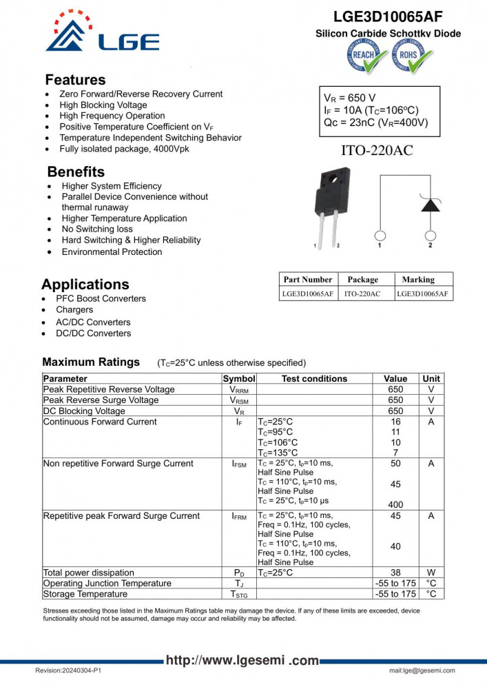LGE3D10065AF datasheet page 1