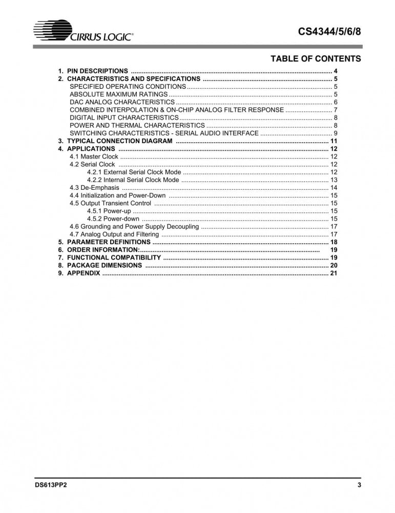 CS4344-CZZR datasheet page 3