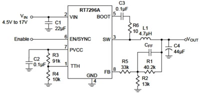 RT6296B - 2A, 17V Current Mode Synchronous Step-Down Converter