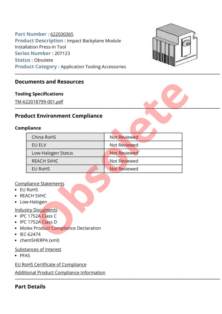 Tooling specification document image, page 1