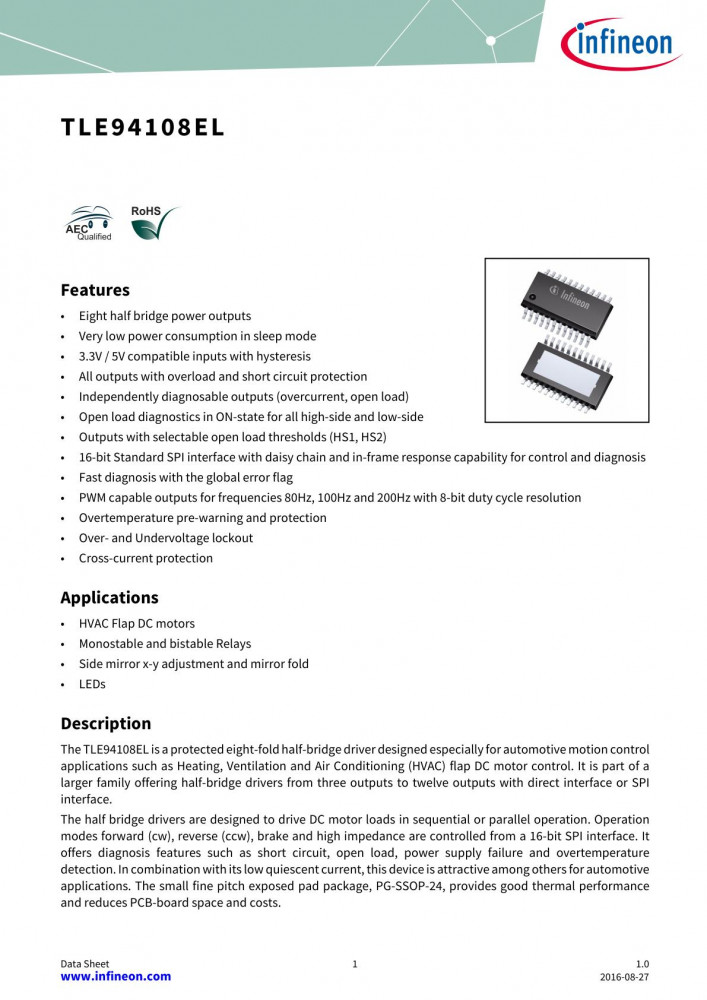 TLE94108EL datasheet page 1