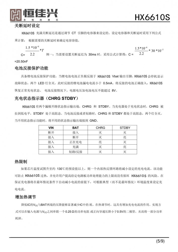 HX6610S datasheet page 5