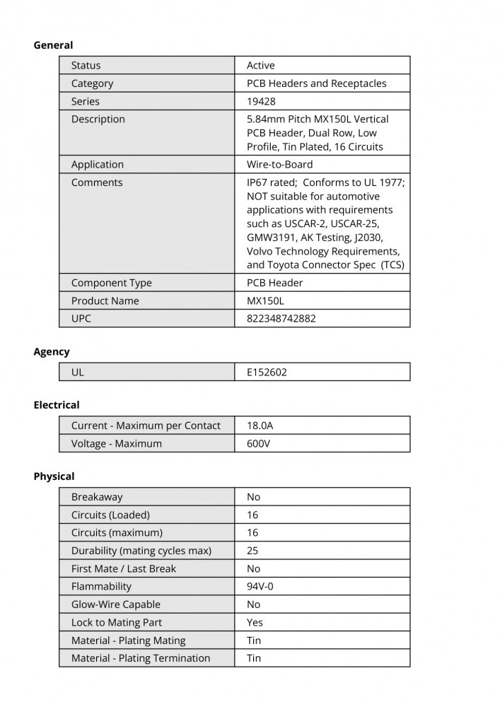 MOLEX 194280016 technical document page 2