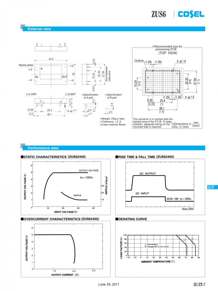 Cosel ZUS series datasheet page 6