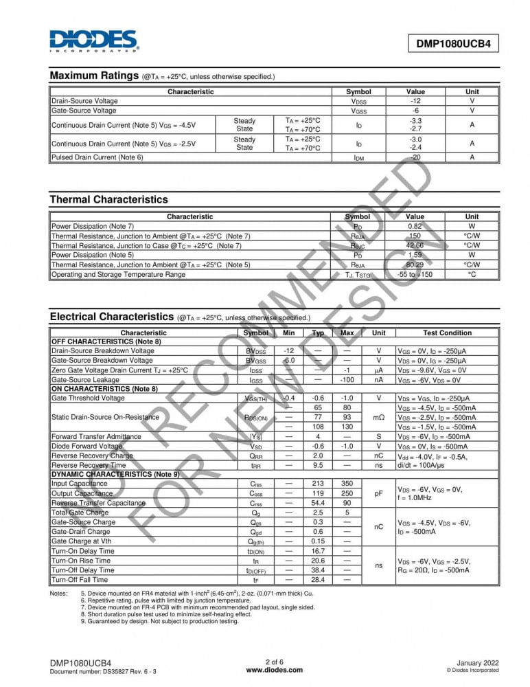 DMP1080UCB4-7 datasheet page 2