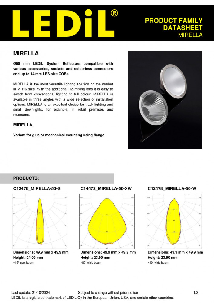 MIRELLA-50-XW technical document, page 1