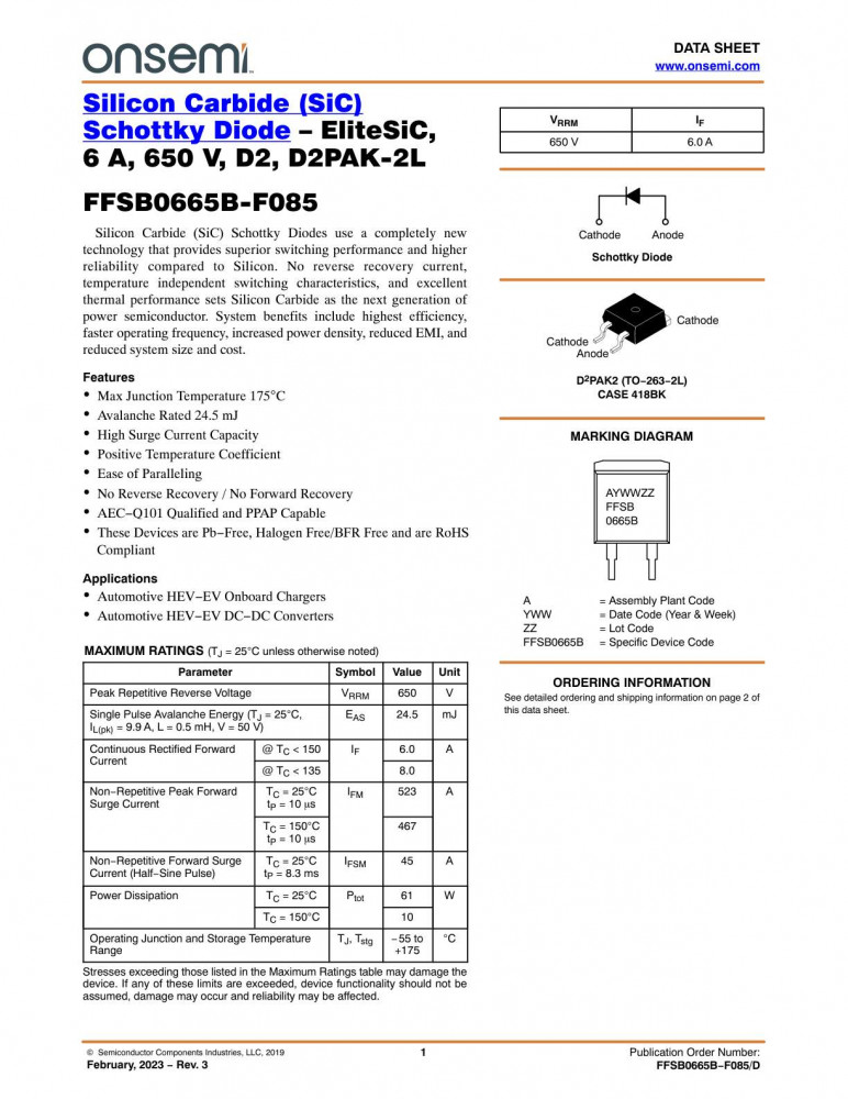 FFSB0665B-F085 datasheet page 1