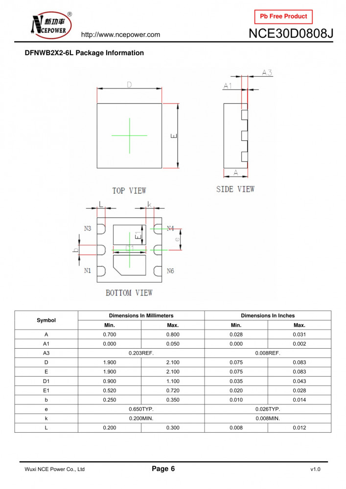 NCE30D0808J datasheet page 6