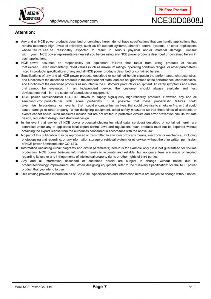 NCE30D0808J datasheet page 7