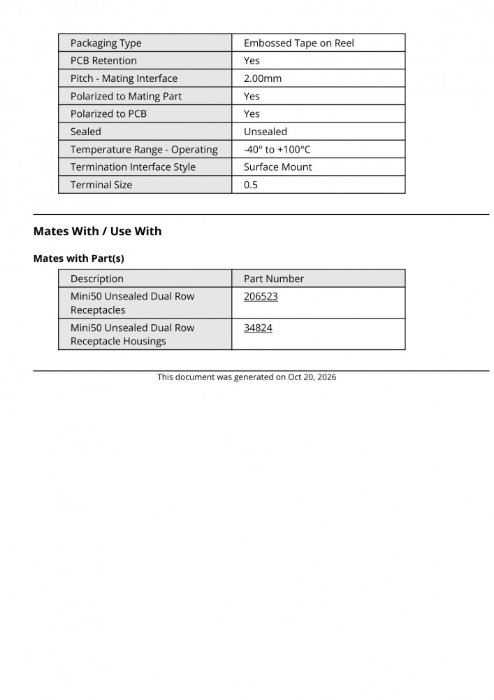 Technical document page 3 for MOLEX 348976240