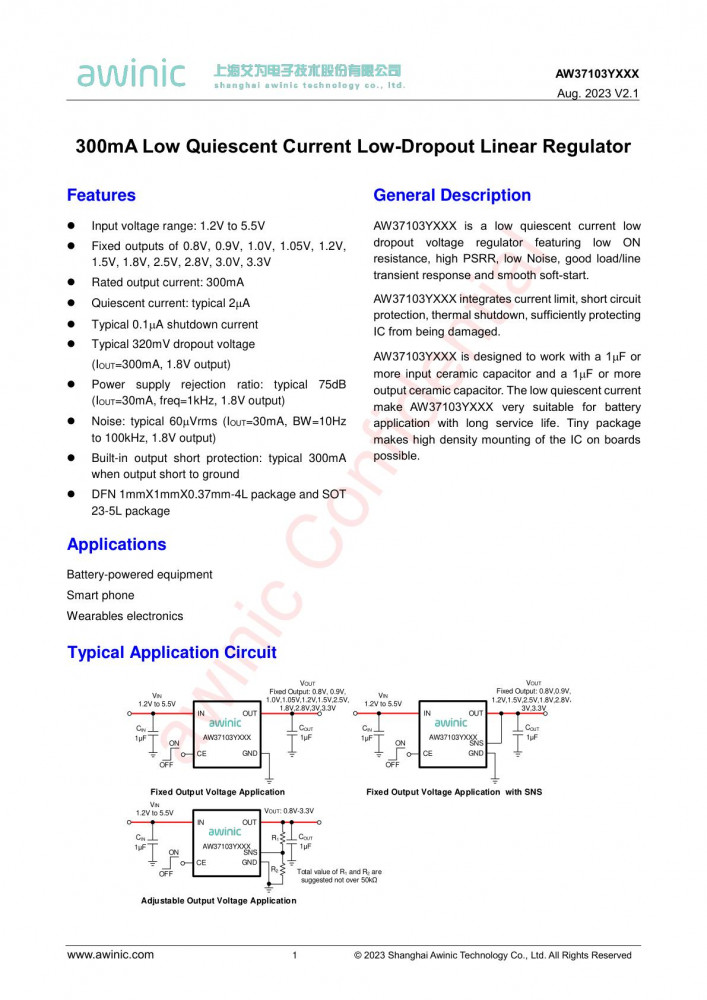 AW37103D280DNR datasheet page 1