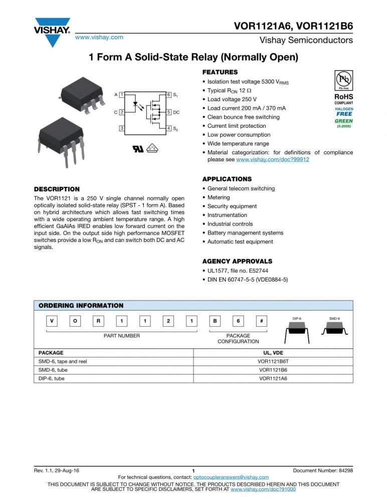 VOR1121 datasheet page 1