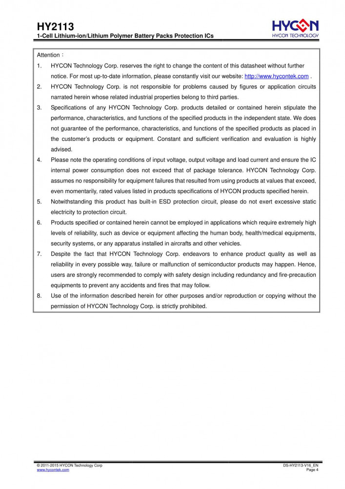 HY2113 datasheet page 4