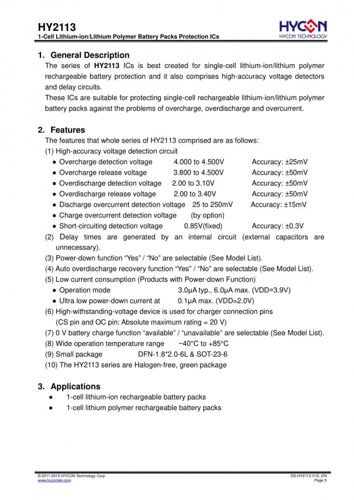 HY2113 datasheet page 5