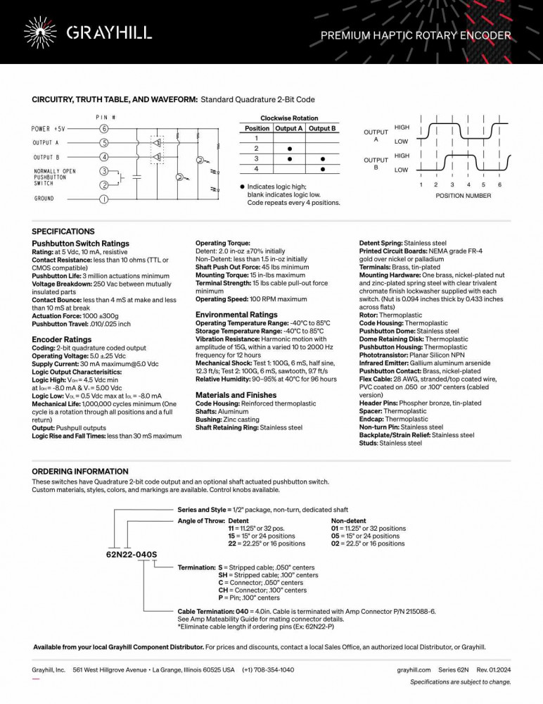 Grayhill Series 62N technical document page 2