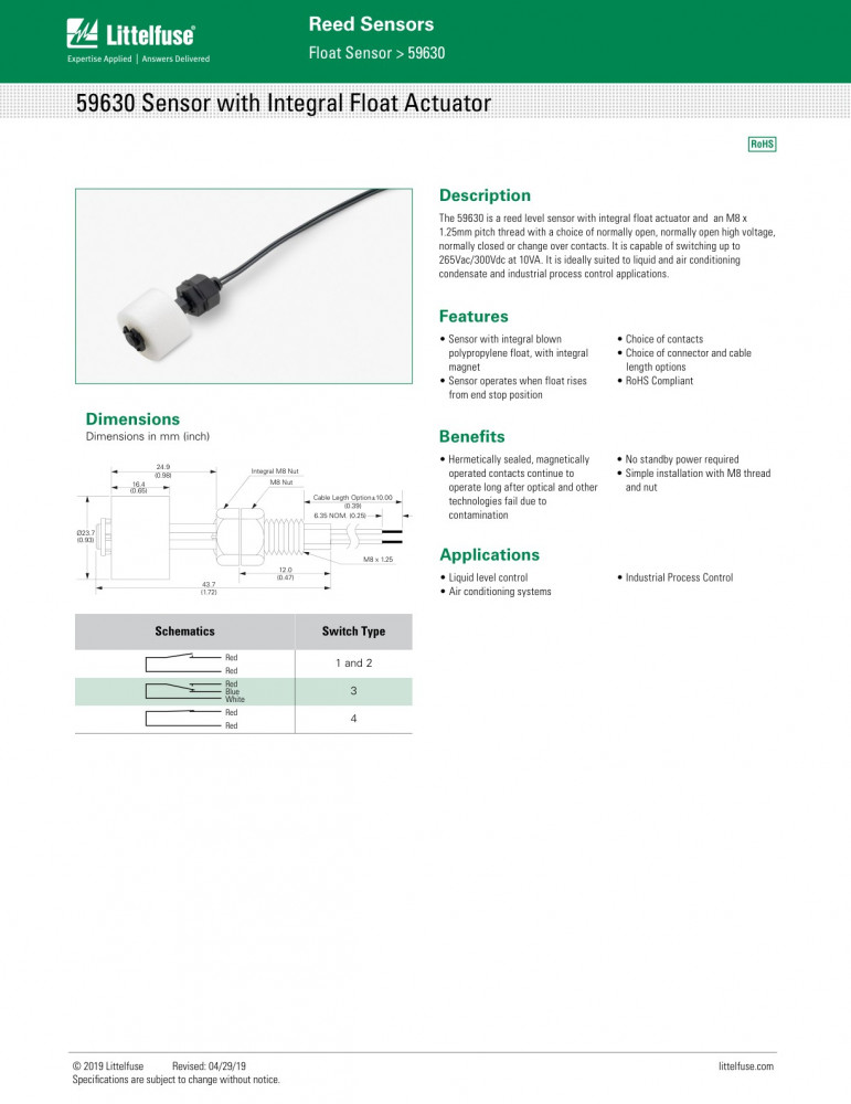 59630 sensor datasheet page 1