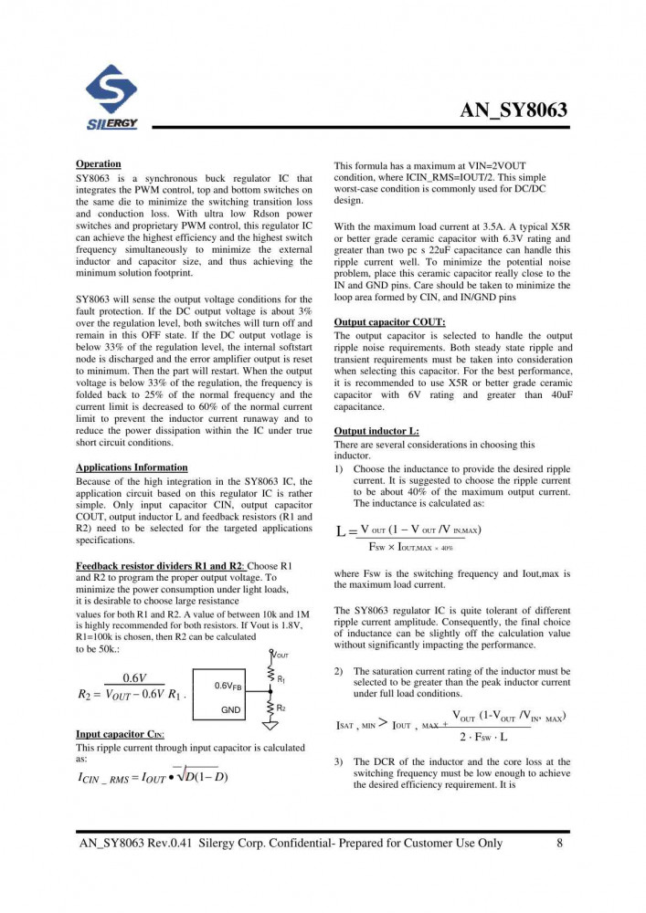 SY8063DBC datasheet page 8