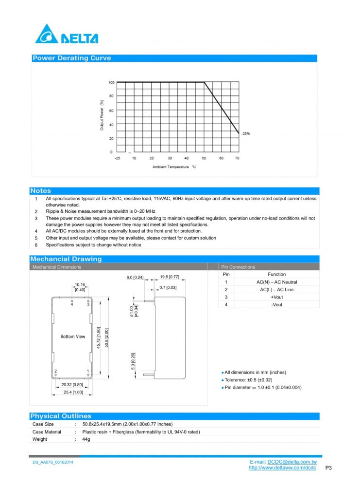 DELTA AA07S1200A datasheet page 3