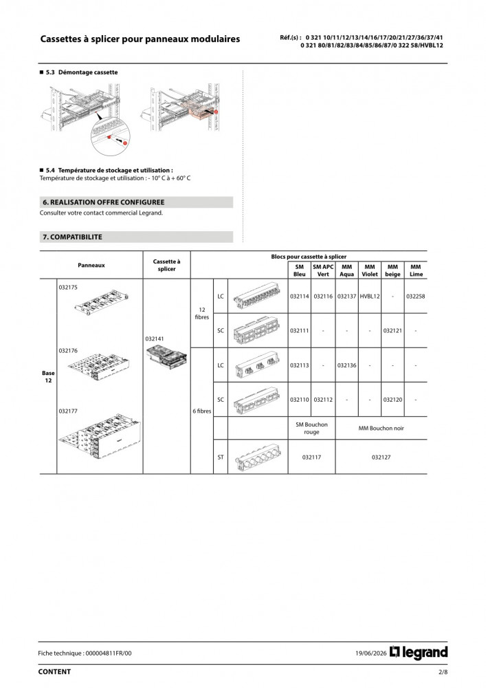 Legrand splice-cassette technical document, page 2